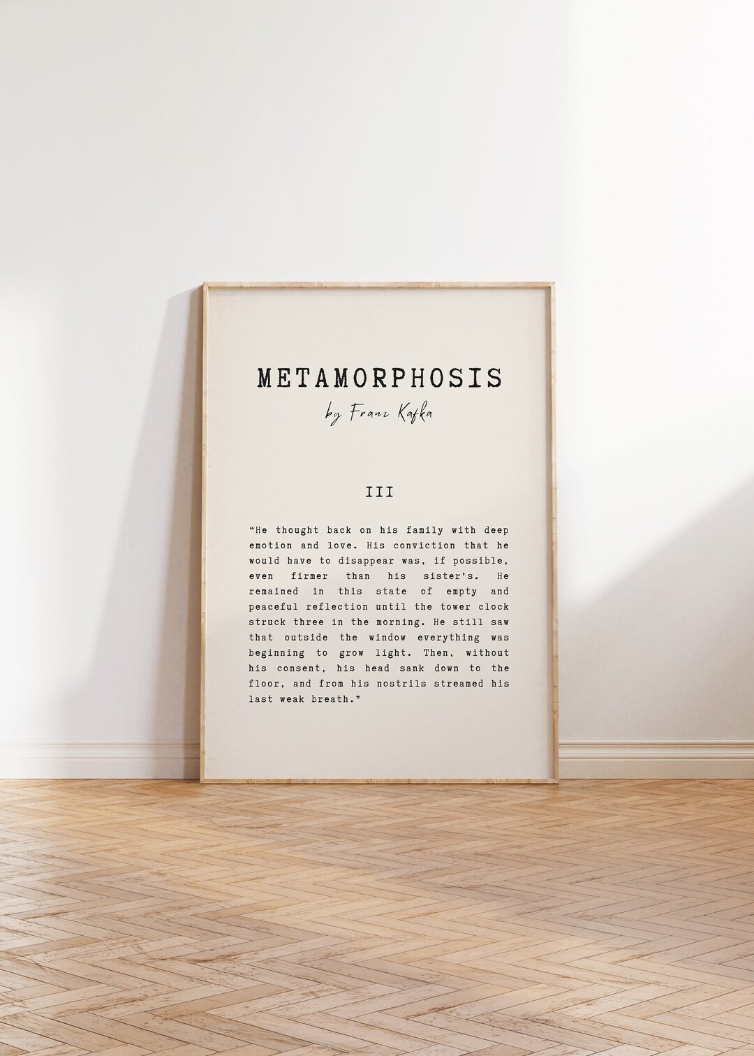 Metamorphosis by Franz Kafka – Literary Quote Print | Minimalist ...