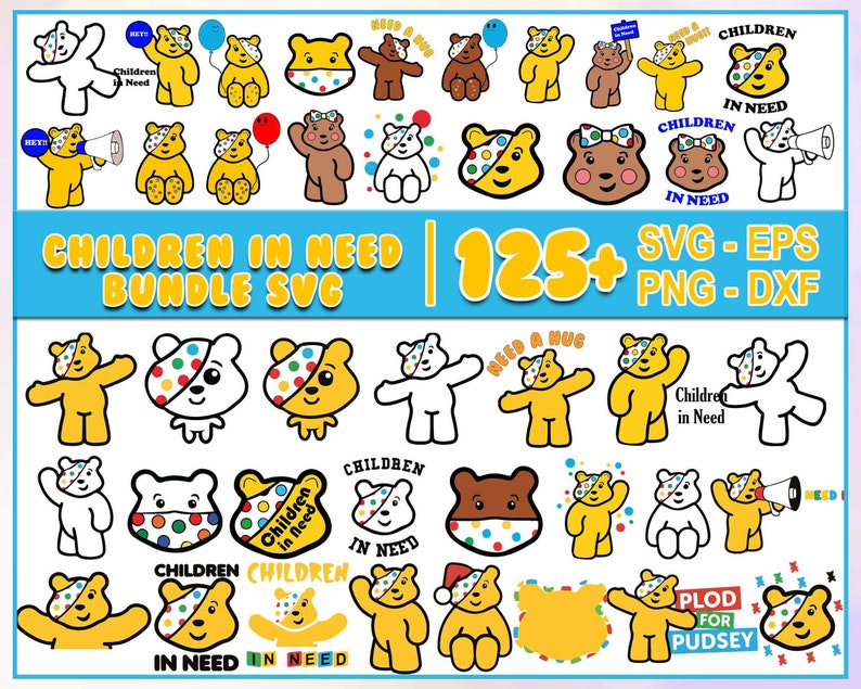 Children in Need Svg Bundle, Children in Need, Pudsey Bear, Red Nose ...