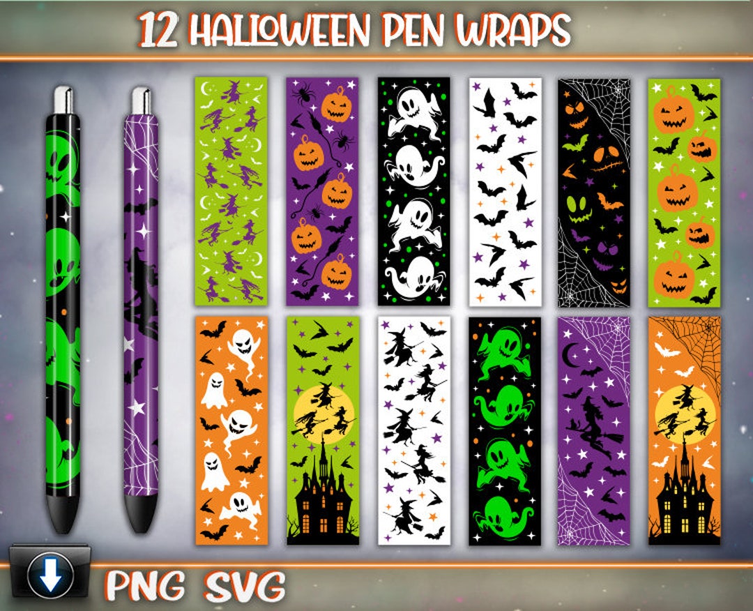 Halloween Pen Wraps Svg Png\spooky Pen Wraps\witch Pen\halloween Pen ...