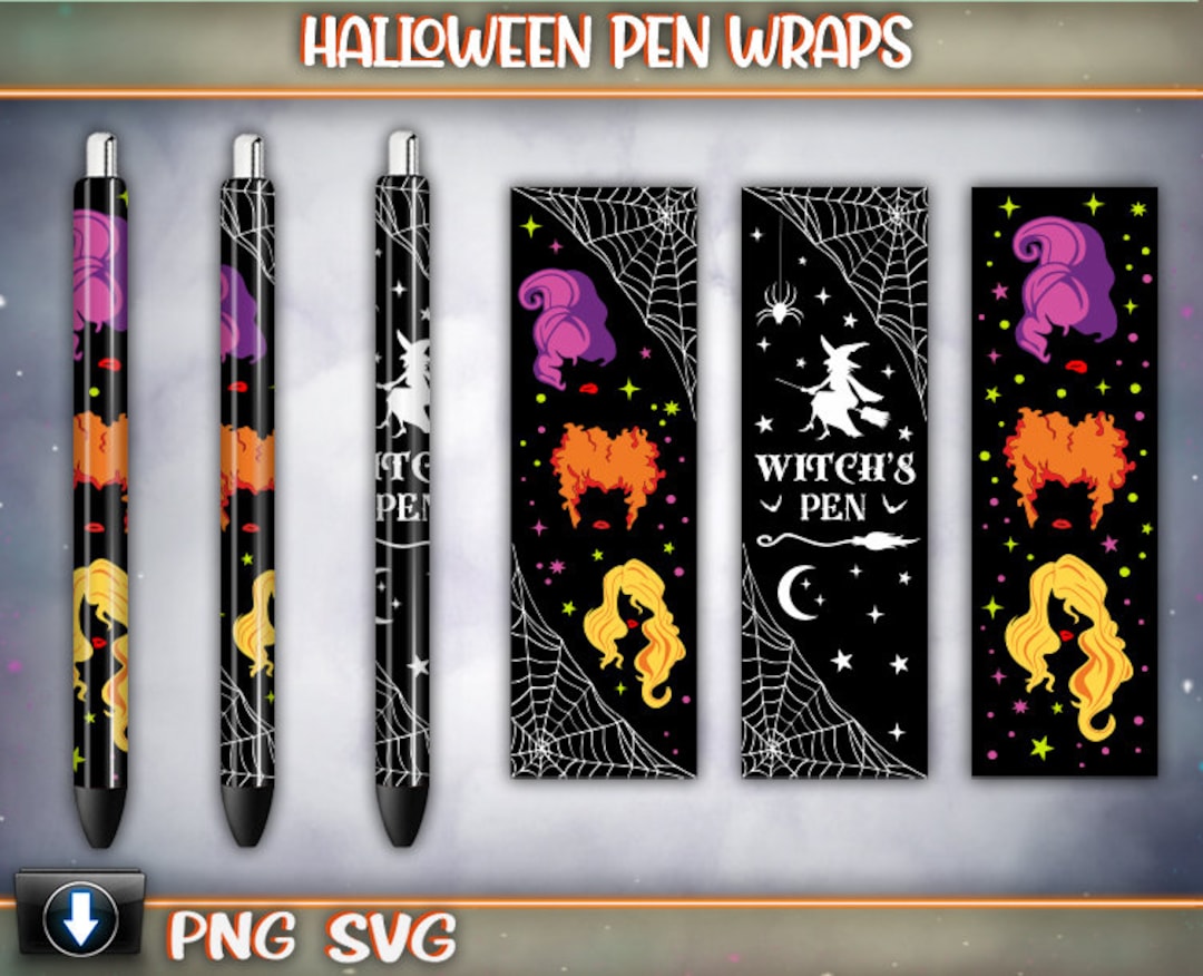 Witch Pen Wrap Svg Png\spooky Pen Wraps\halloween Pen Wraps Bundle\pen ...
