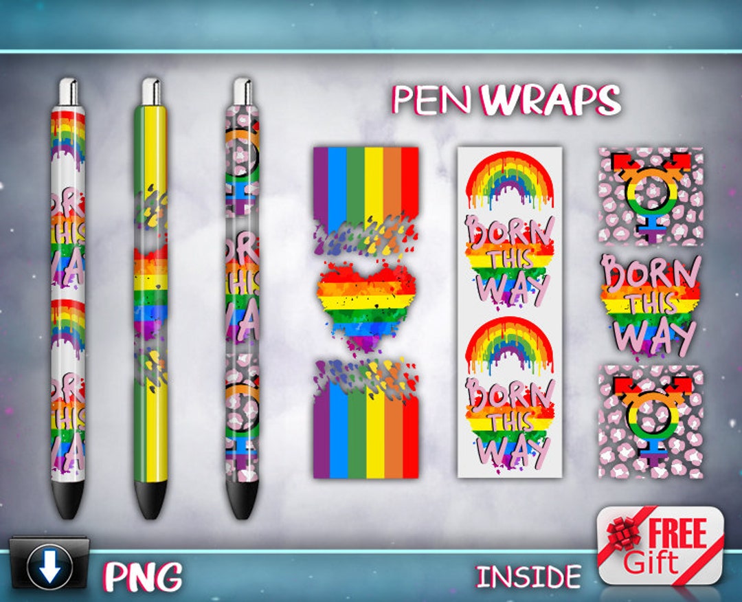 LGBT Pride Rainbow Pen Wrap: Inkjoy Pen Template (PNG) - Etsy