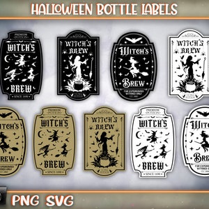 Witch's Brew Labels SVG PNG. Halloween Bottle Labels.horror Potion ...