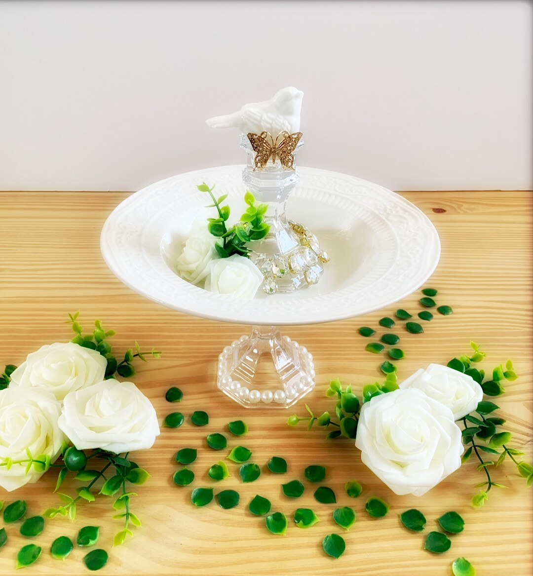 Blissful White Rose Display Dish - Etsy