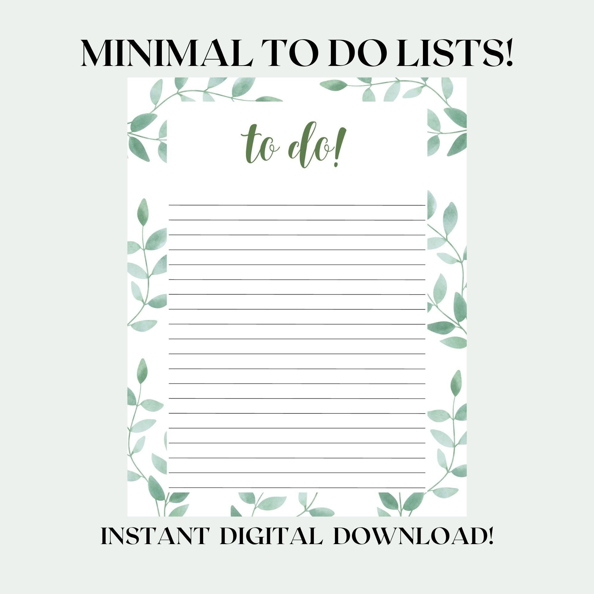 Minimal to Do List Printable, to Do List Template, Simple Productivity ...