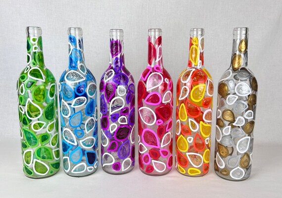 6 Handpainted Stained Glass Effect Decorative Multicolored - Etsy