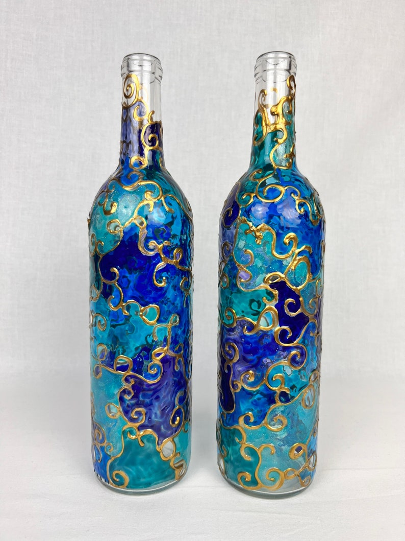 8 Multi Colored Stained Glass Effect Decorative Wine Bottle - Etsy