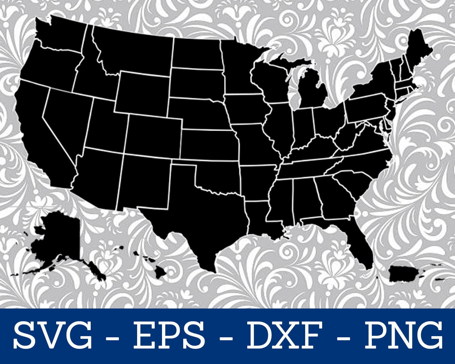 Separately 50 Usa State Svg, 50 States Svg, Usa Map Svg, Eps, Png, Dxf ...