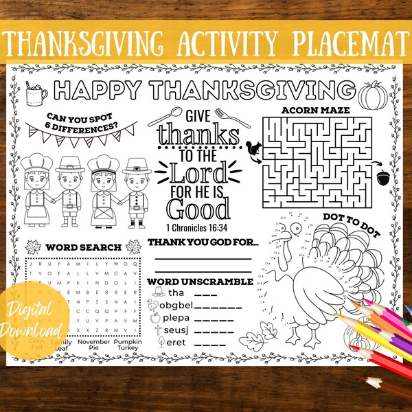 Thanksgiving Placemat - Etsy