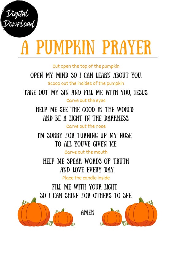 Pumpkin Prayer Printable Activity Sheet Pumpkin Carving - Etsy Australia