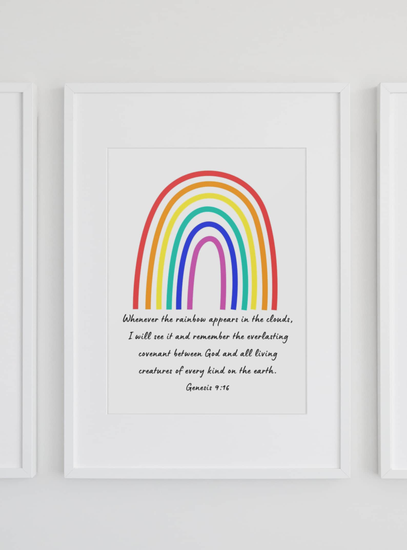 Rainbow Bible Verse Wall Art Scripture Printable Religious Wall Art ...
