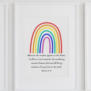 Rainbow Bible Verse Wall Art Scripture Printable Religious Wall Art ...