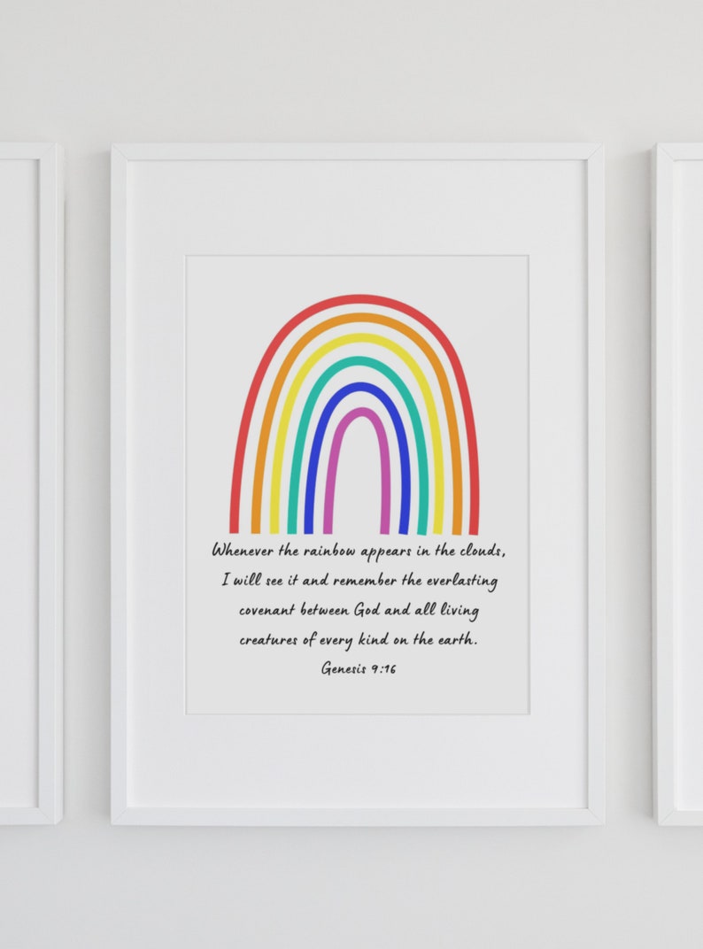 Rainbow Bible Verse Wall Art Scripture Printable Religious Wall Art ...