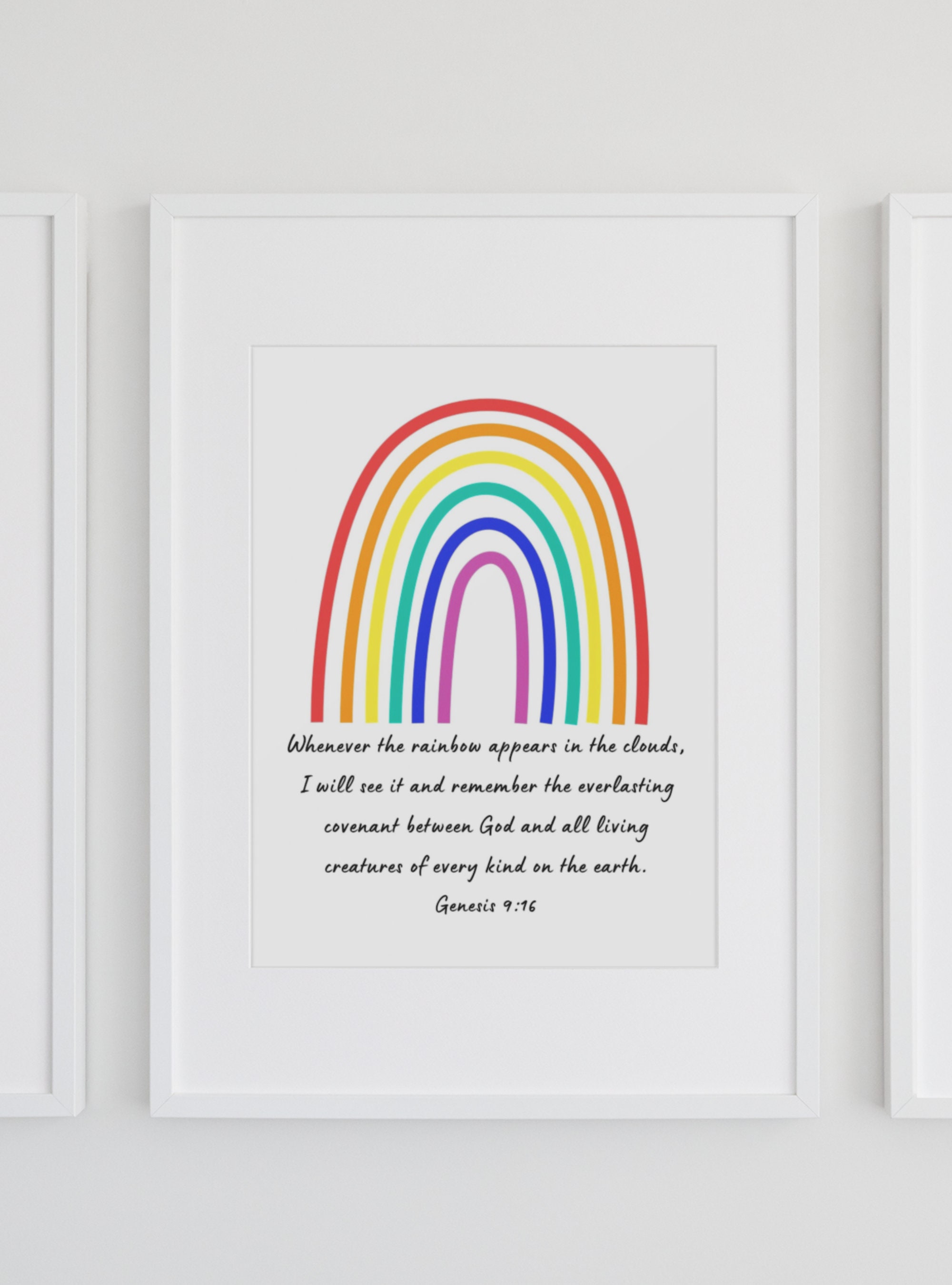 Rainbow Bible Verse Wall Art Scripture Printable Religious Wall Art ...