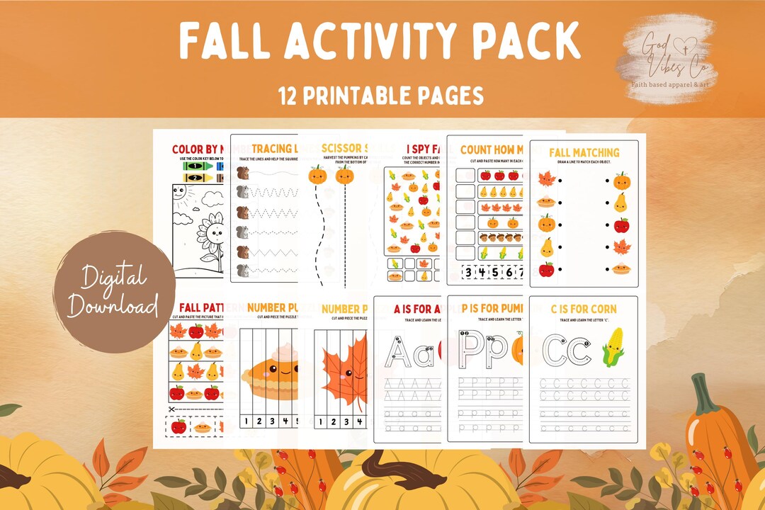 Fall Learning Activity Pack Preschool and Kindergarten Pumpkins Fall ...