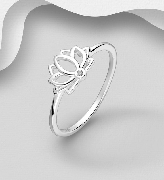 Sterling Silver Lotus Ring | Etsy