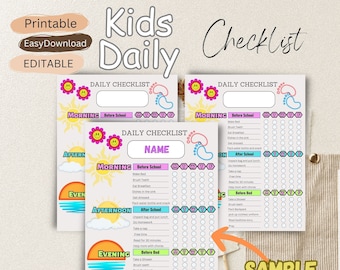 Kids Daily Duty List Printable Daily Routine Morning/evening - Etsy