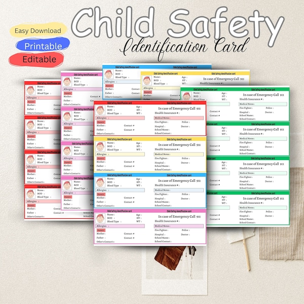 Child Emergency Contact Card - Etsy