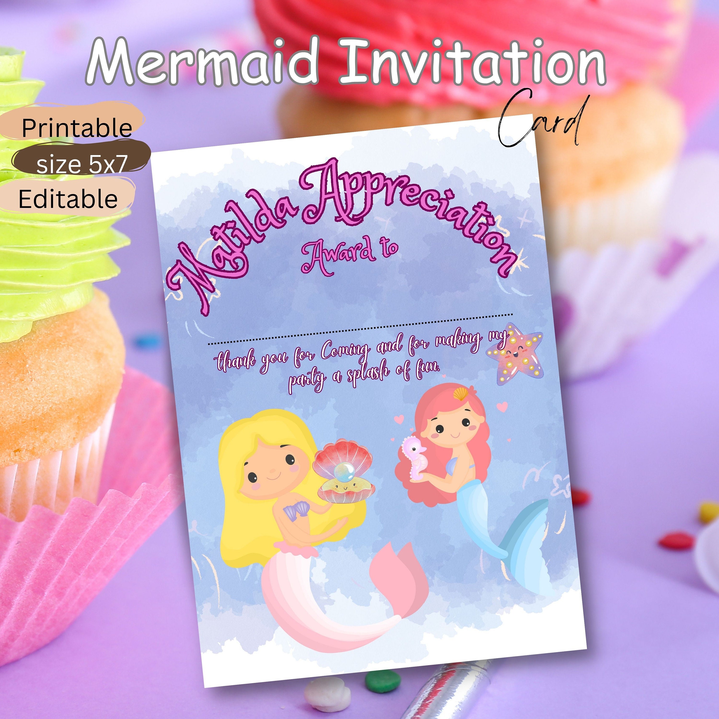 Editable Birthday Invitation With Free Appreciation Award to Little ...