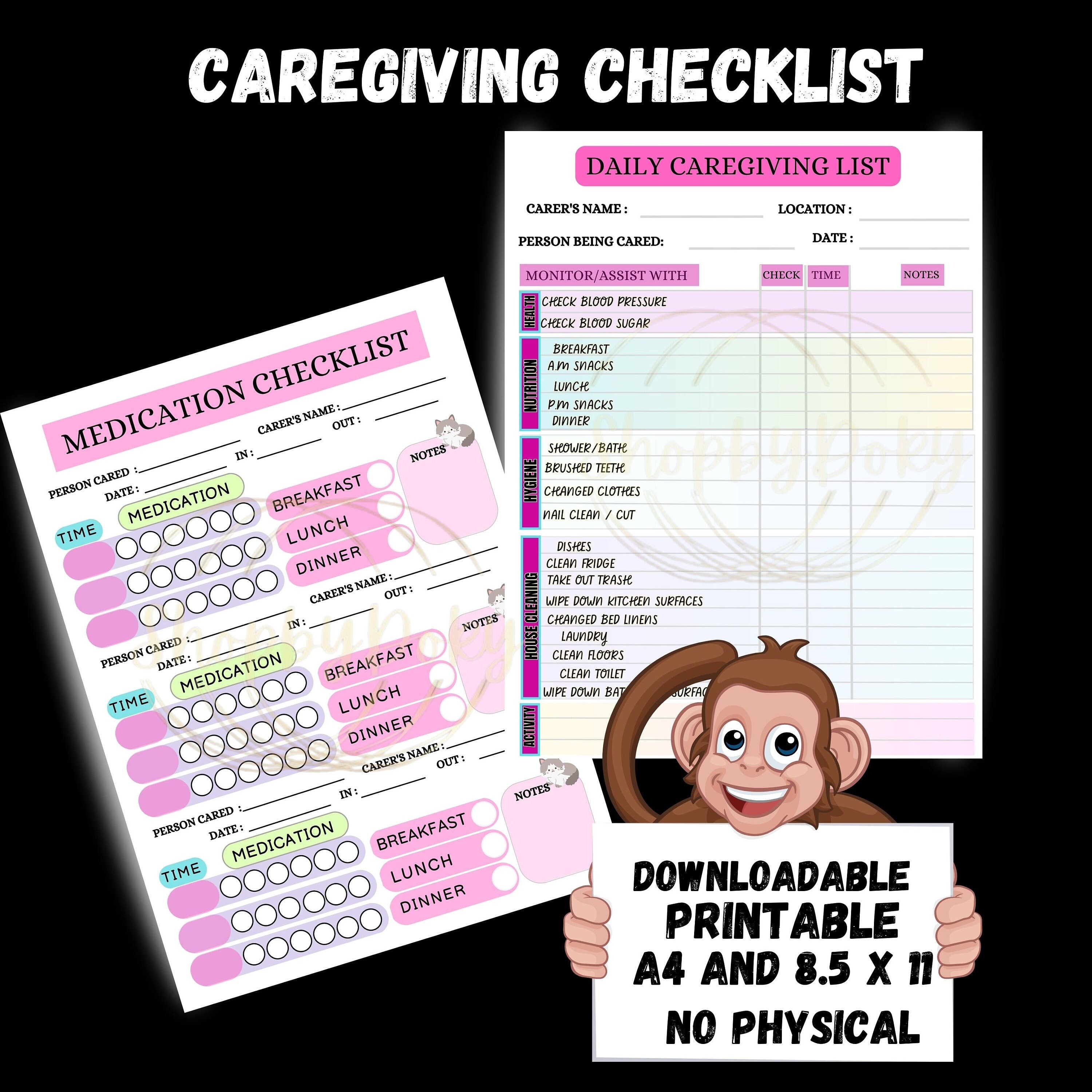Elderly Caregiving Checklist-printable is Ideal for Caregivers - Etsy