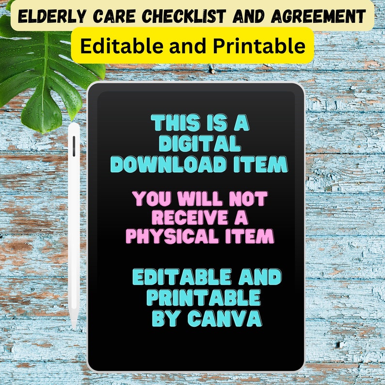 Elderly Care Provider Checklist and Agreement Templates Editable and ...