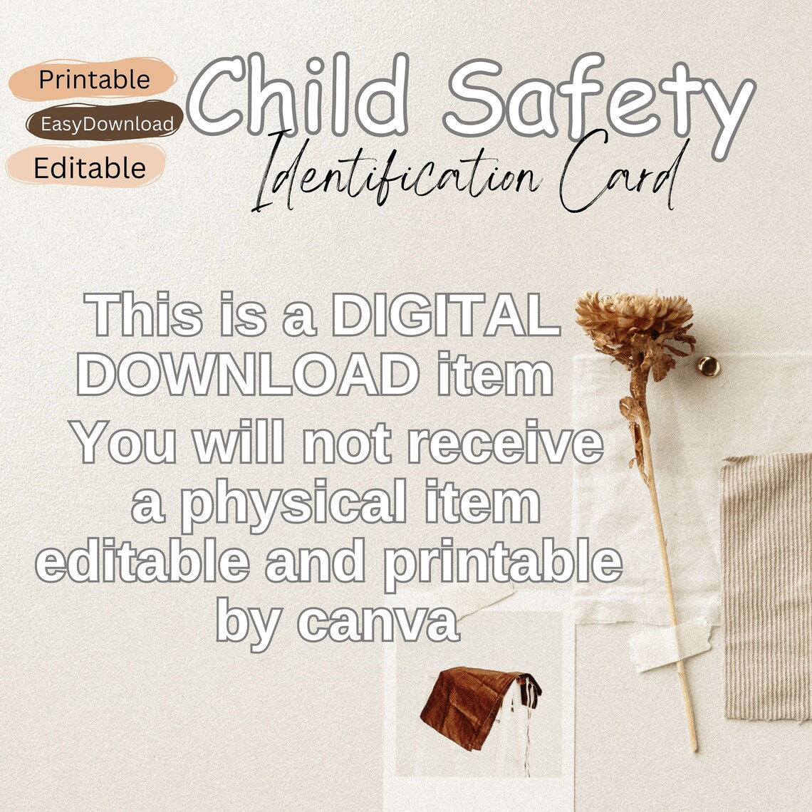 Editable Child Safety Identification Card L Important Contact - Etsy