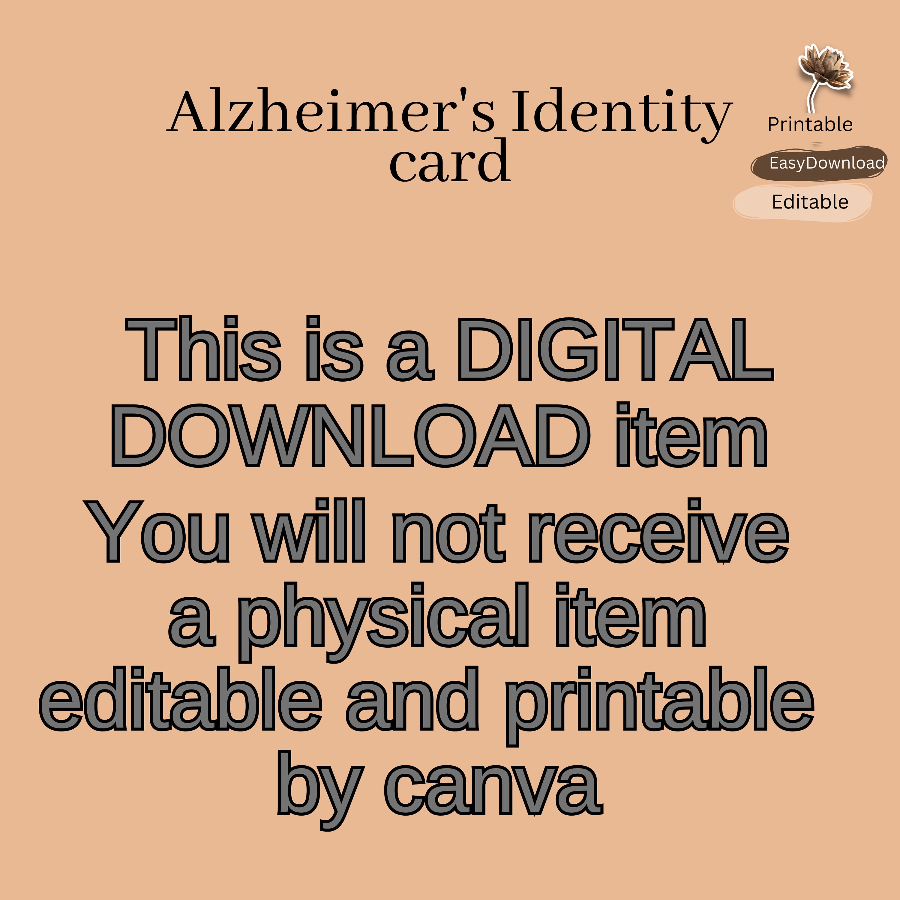 Editable Alzheimer Identity-alzheimer's Emergency Wallet Card ...
