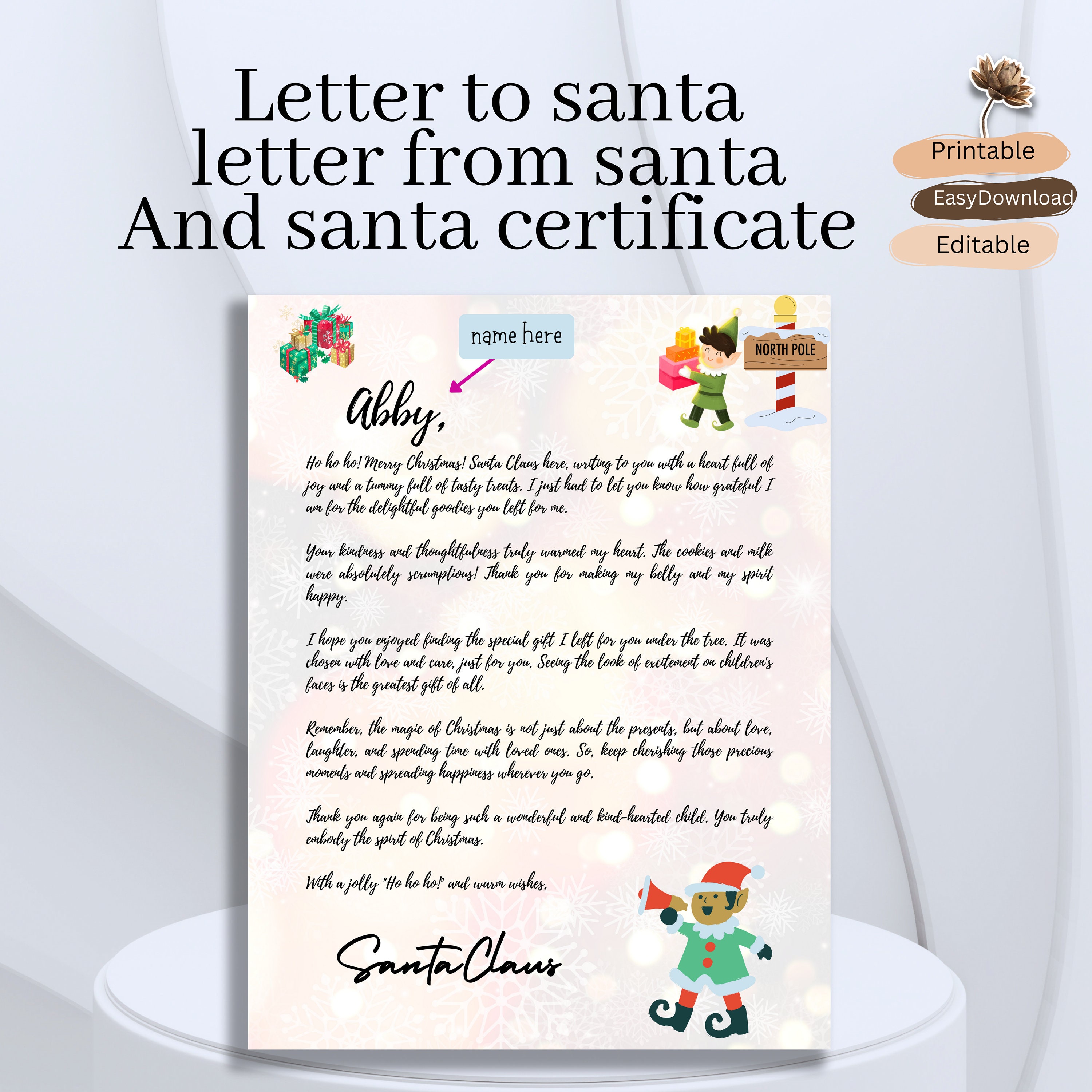 Instant Download Editable Santa Letter ,nice List Certificate and ...