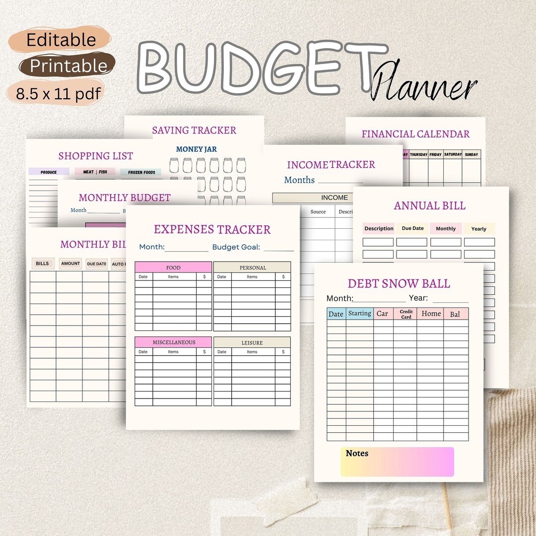 EDITABLE and PRINTABLE Planner - Expenses Tracker, Income Tracker ...
