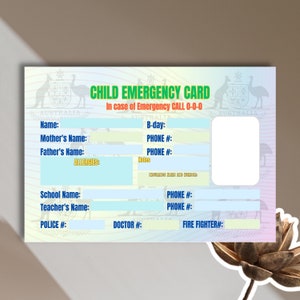 Editable Child Safety Identification Card L Important Contact for ...