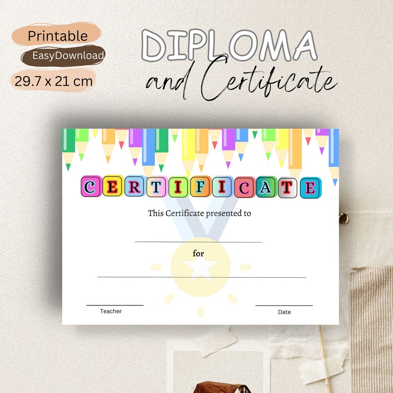 Editable Two Templates Certificate and Diploma - Award of Completion ...