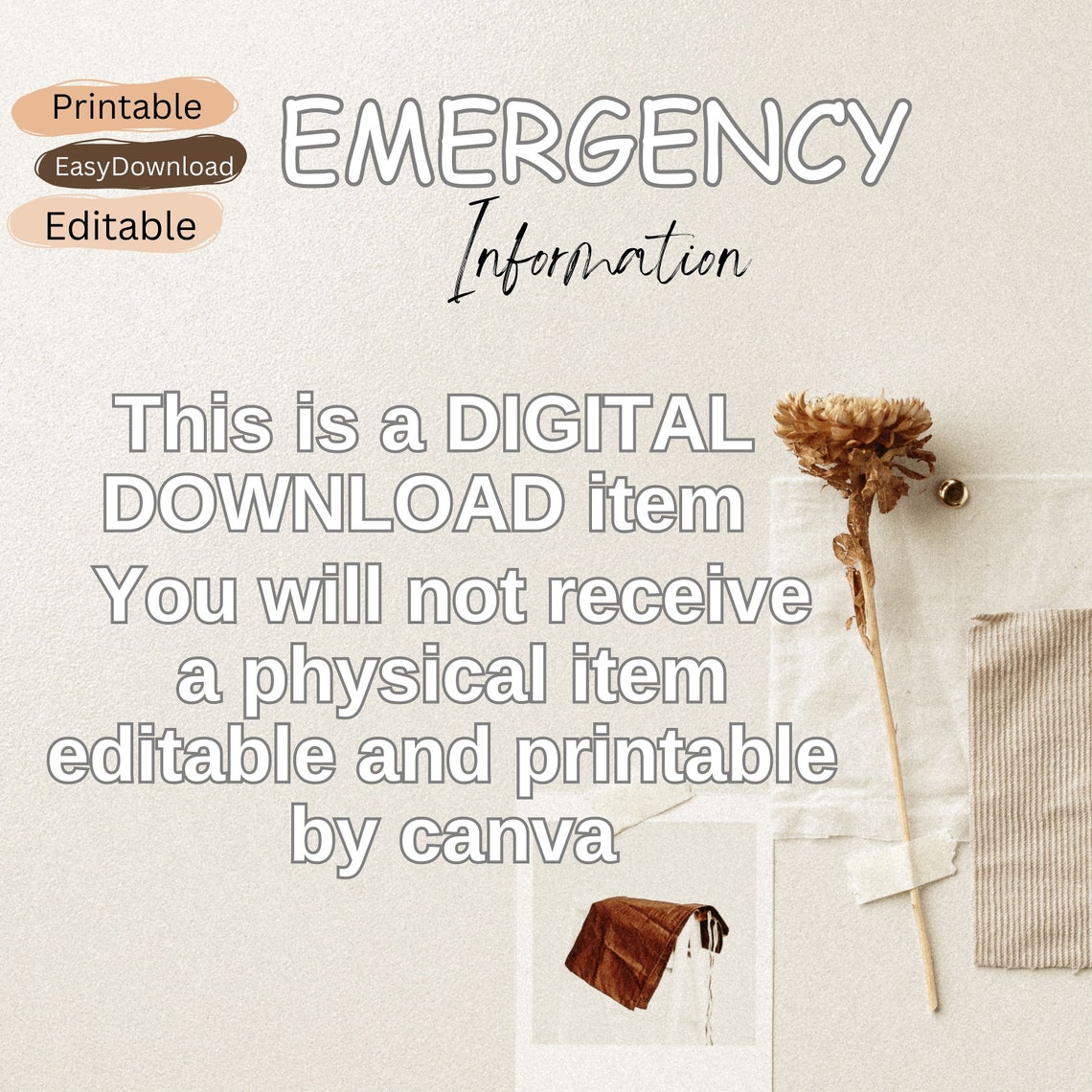 Emergency Information Sheet | Emergency Contact Information | Emergency ...