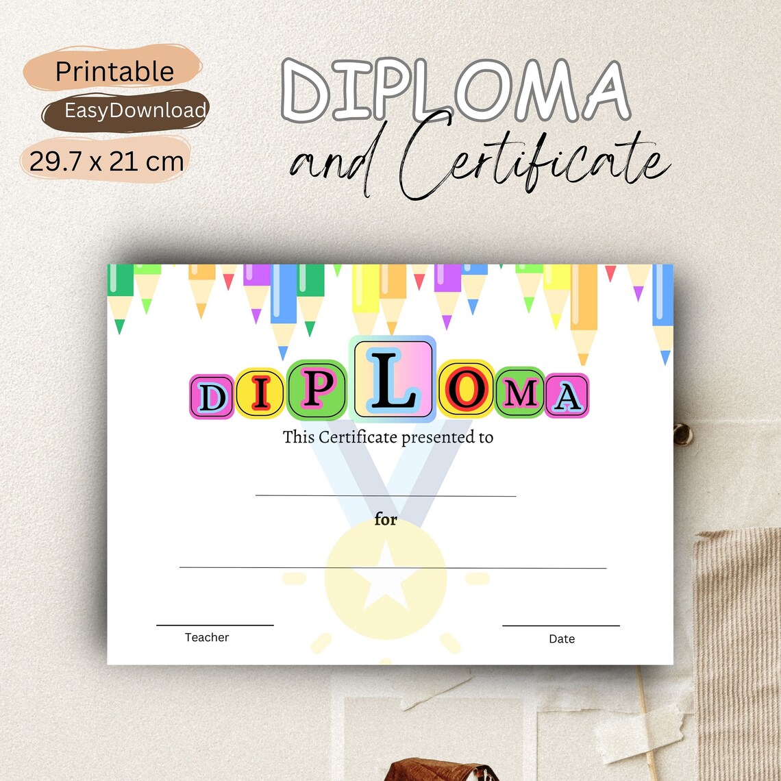 Editable Two Templates Certificate and Diploma Award of Completion ...