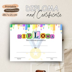 Editable Two Templates Certificate and Diploma - Award of Completion ...