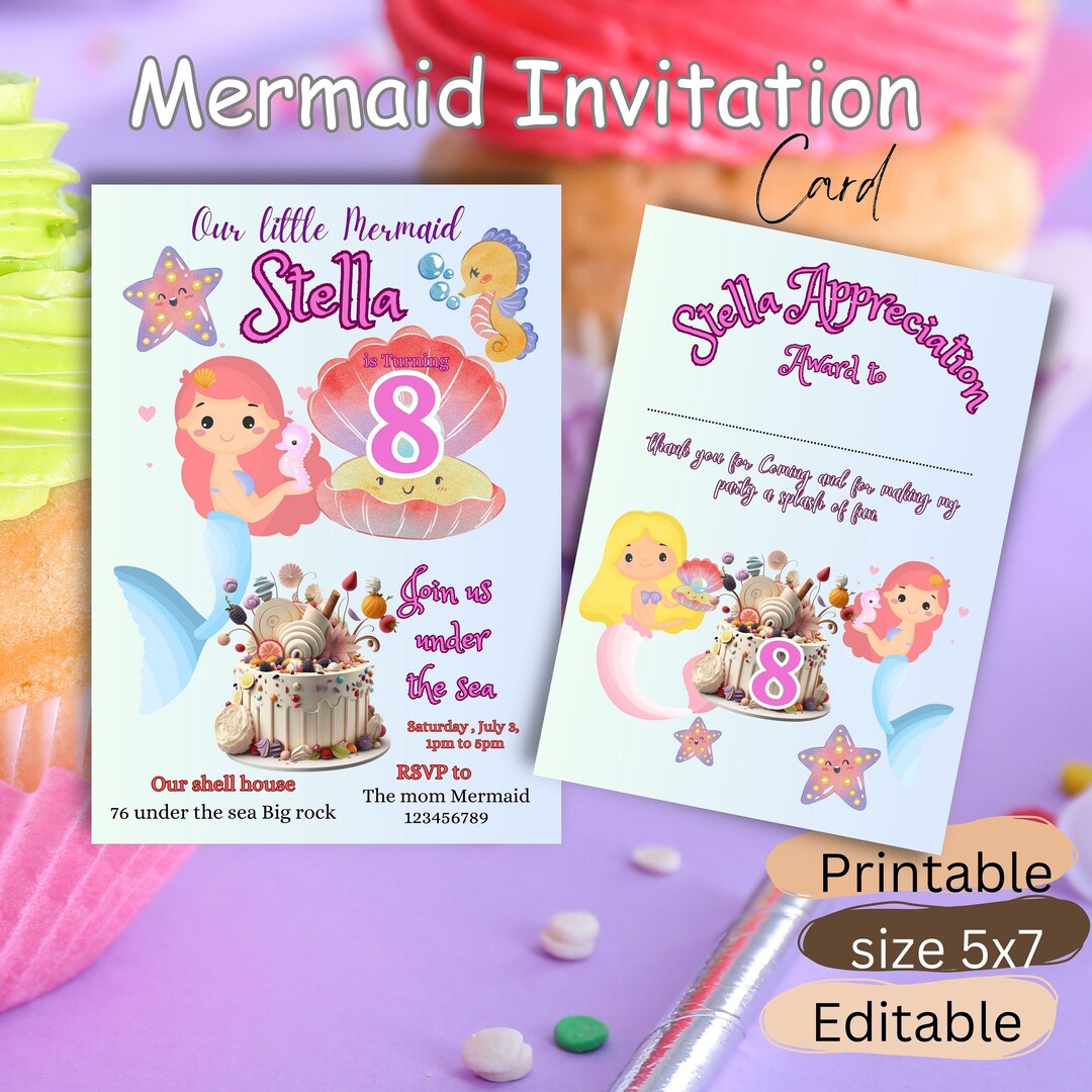 Editable Birthday Invitation With Free Appreciation Award to Little ...