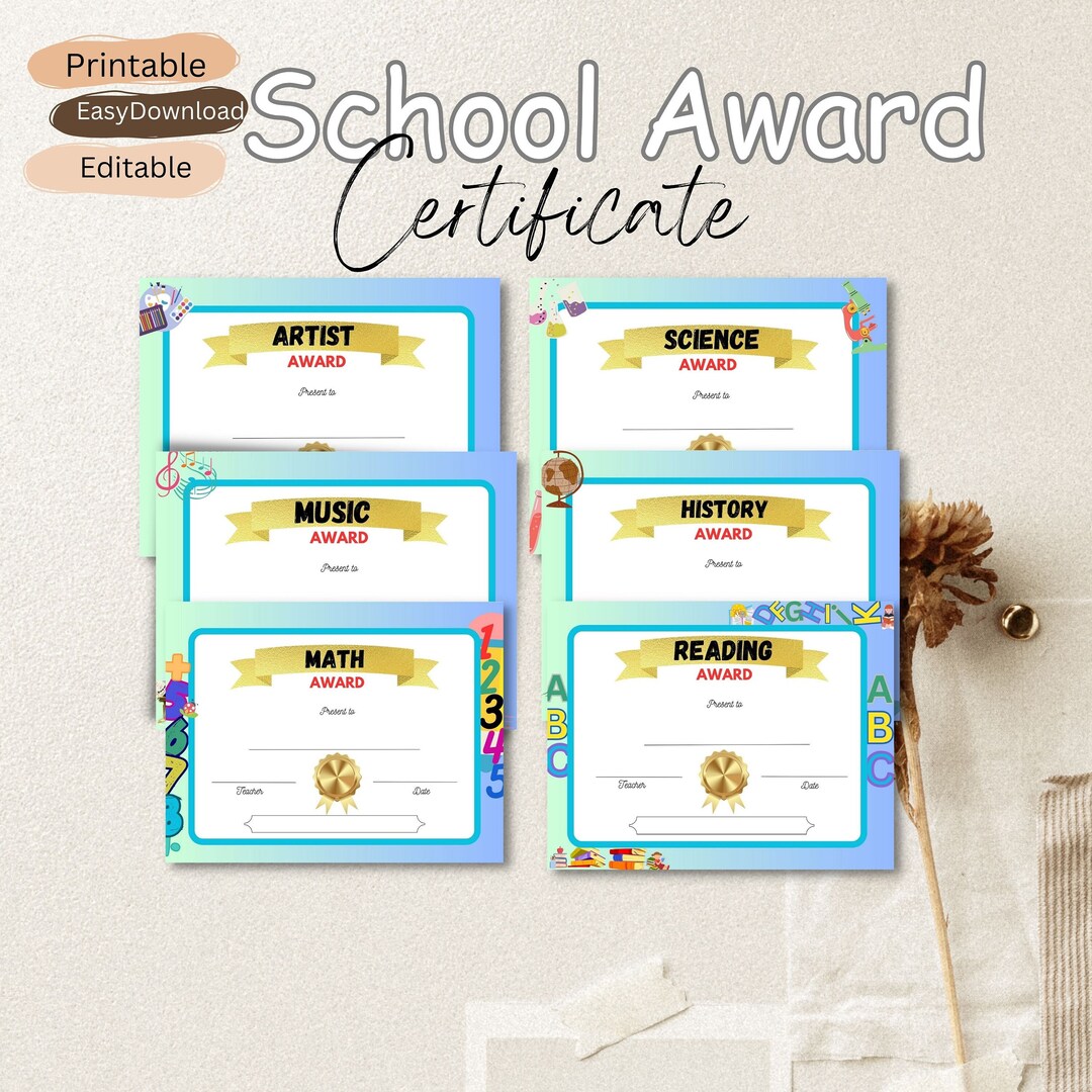 Kids Year School Award Certificate. Editable and Printable Using Canva ...