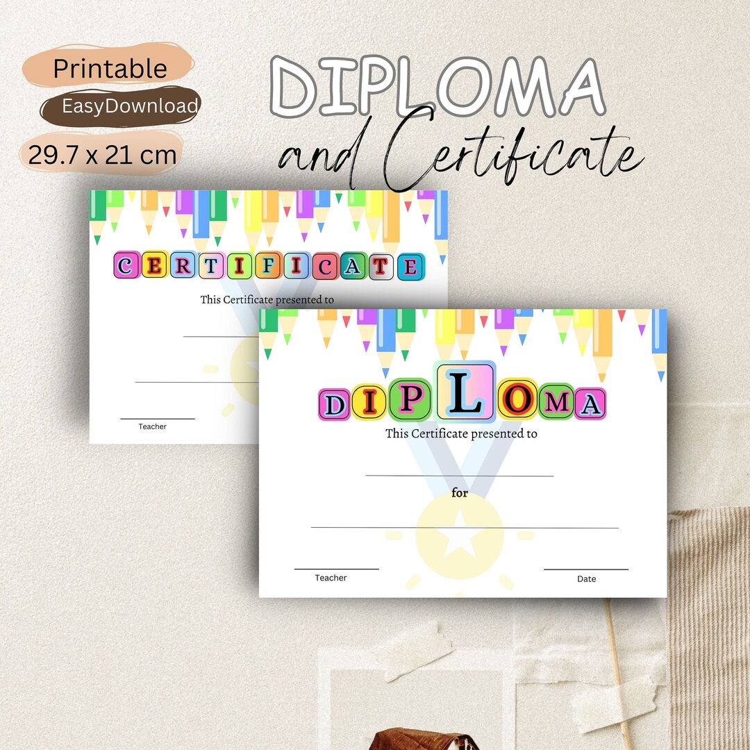 Editable Two Templates Certificate and Diploma - Award of Completion ...