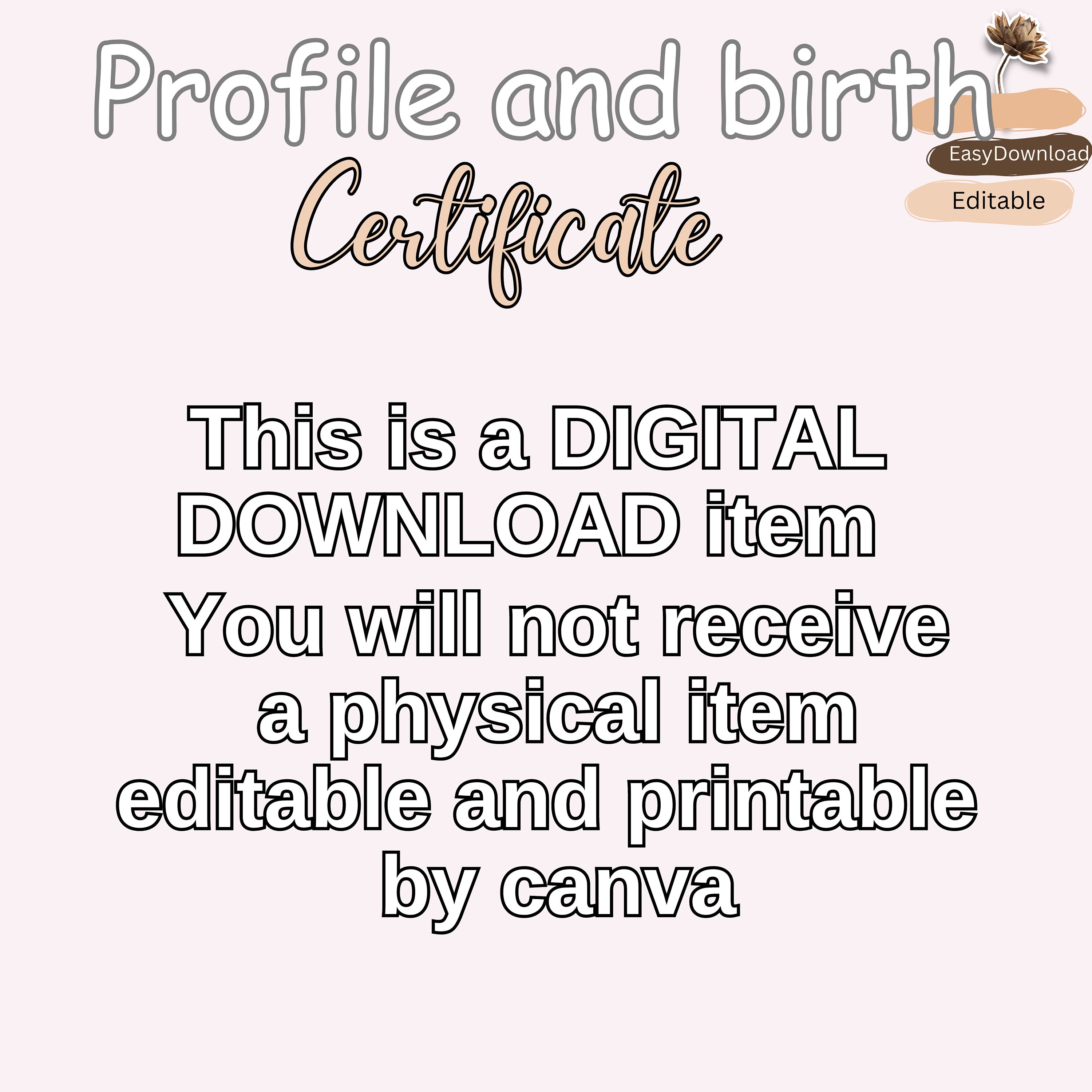 Dog Birth Certificate and Dog Profile Editable and Printable Canva ...