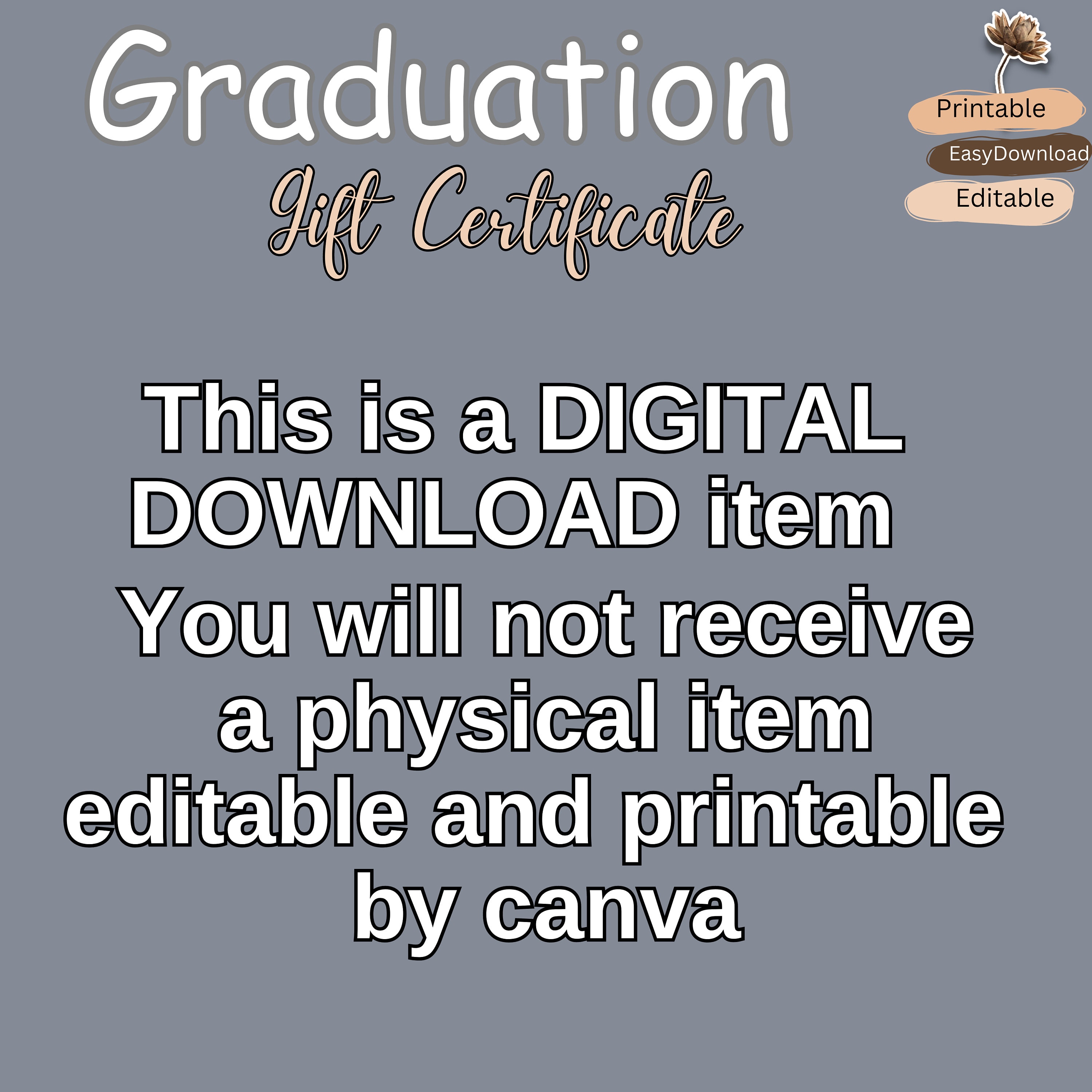 Editable Graduation Gift Certificate With a Touching Message Included L ...