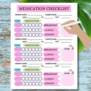 Elderly Caregiving Checklist- Editable and Printable.daily Living and ...