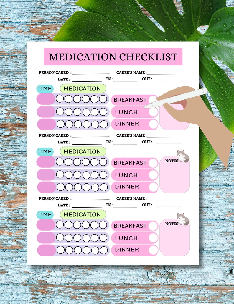 Elderly Caregiving Checklist- Editable and Printable.daily Living and ...