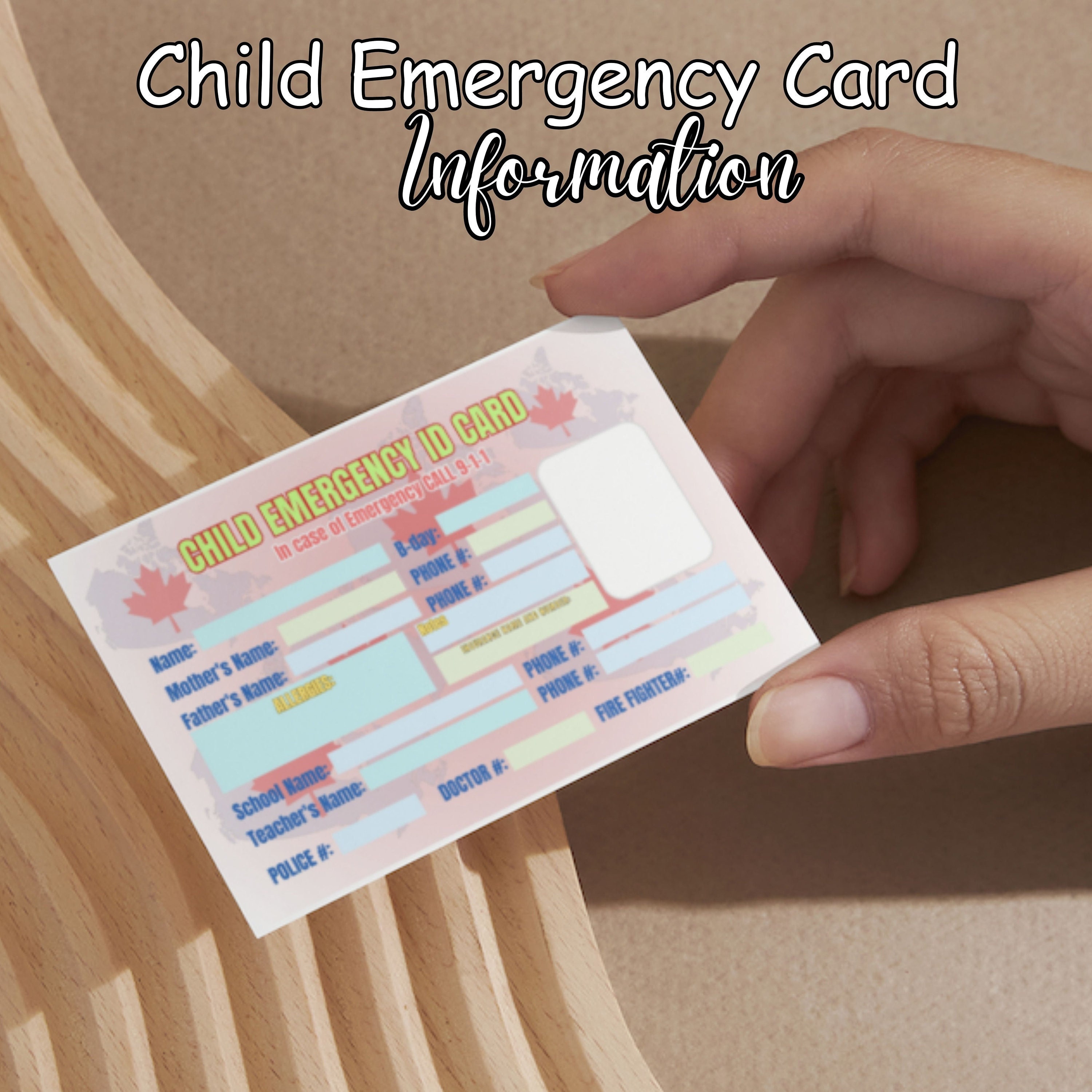 Editable Child Safety Identification Card L Important Contact for ...