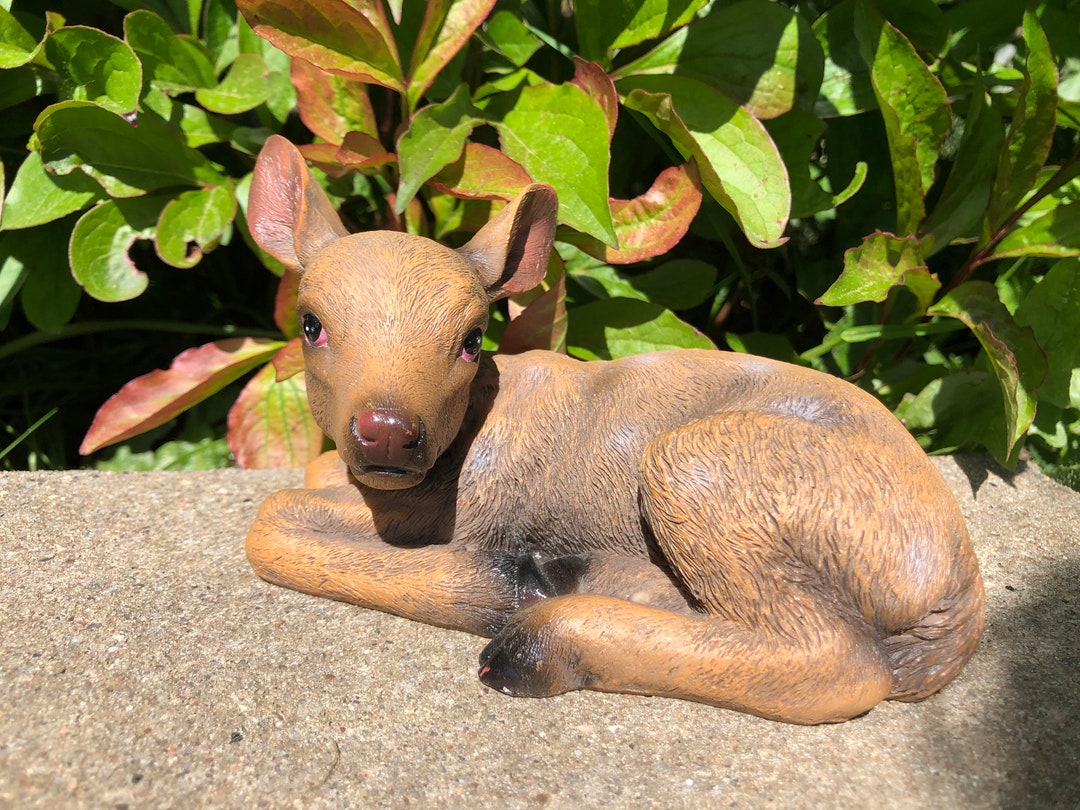 Garden Figure Fawn Lying Garden Figure Statue Deer Animals - Etsy
