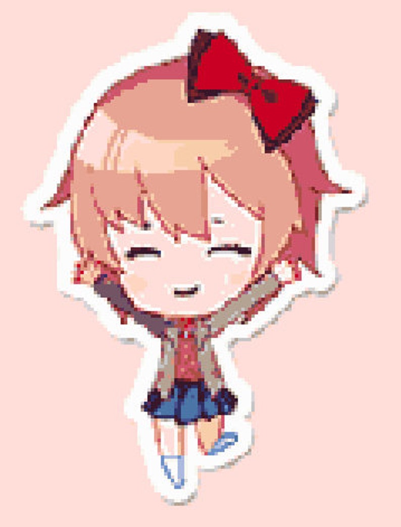 Doki Doki Literature Club Chibi Pegatina/Parche Patrón de punto de cruz ...