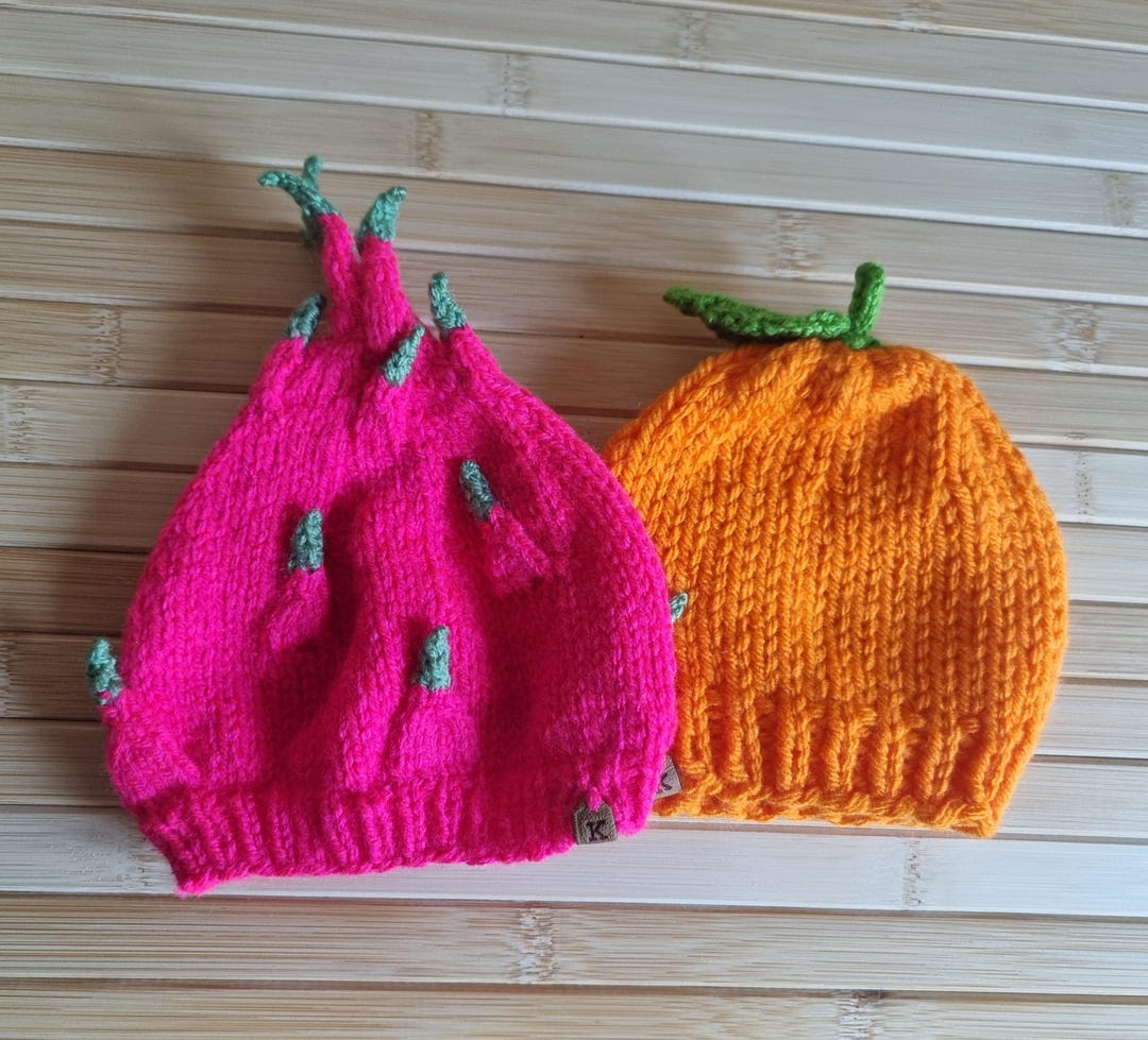 Orange Fruit Hat, Dragon Fruit Hat, Fruits Hat, Fruit Knit Hat, Fruity ...