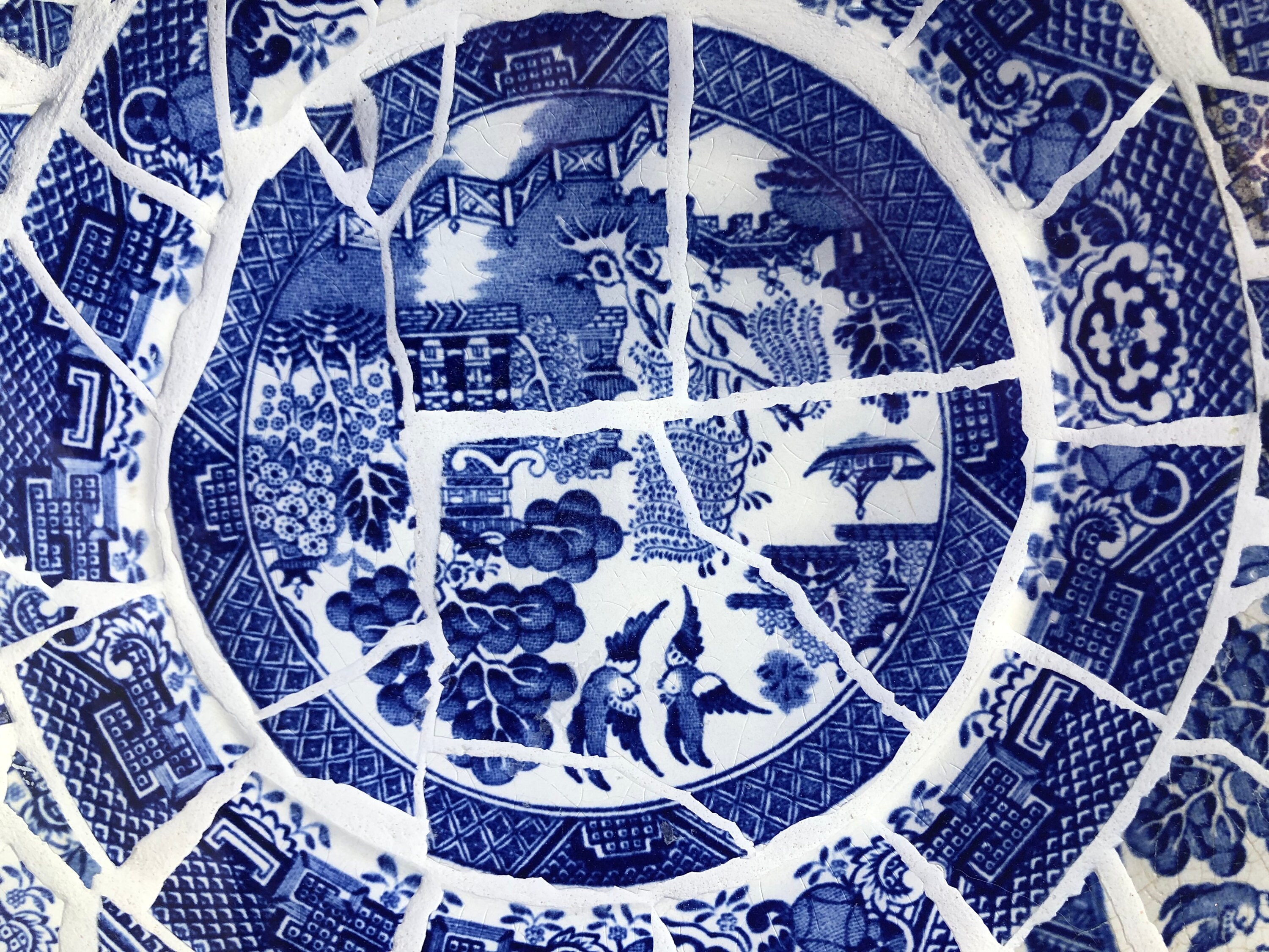 Willow Pattern Plate Mosaic Birdbath/bird Feeder or Garden Plate - Etsy ...