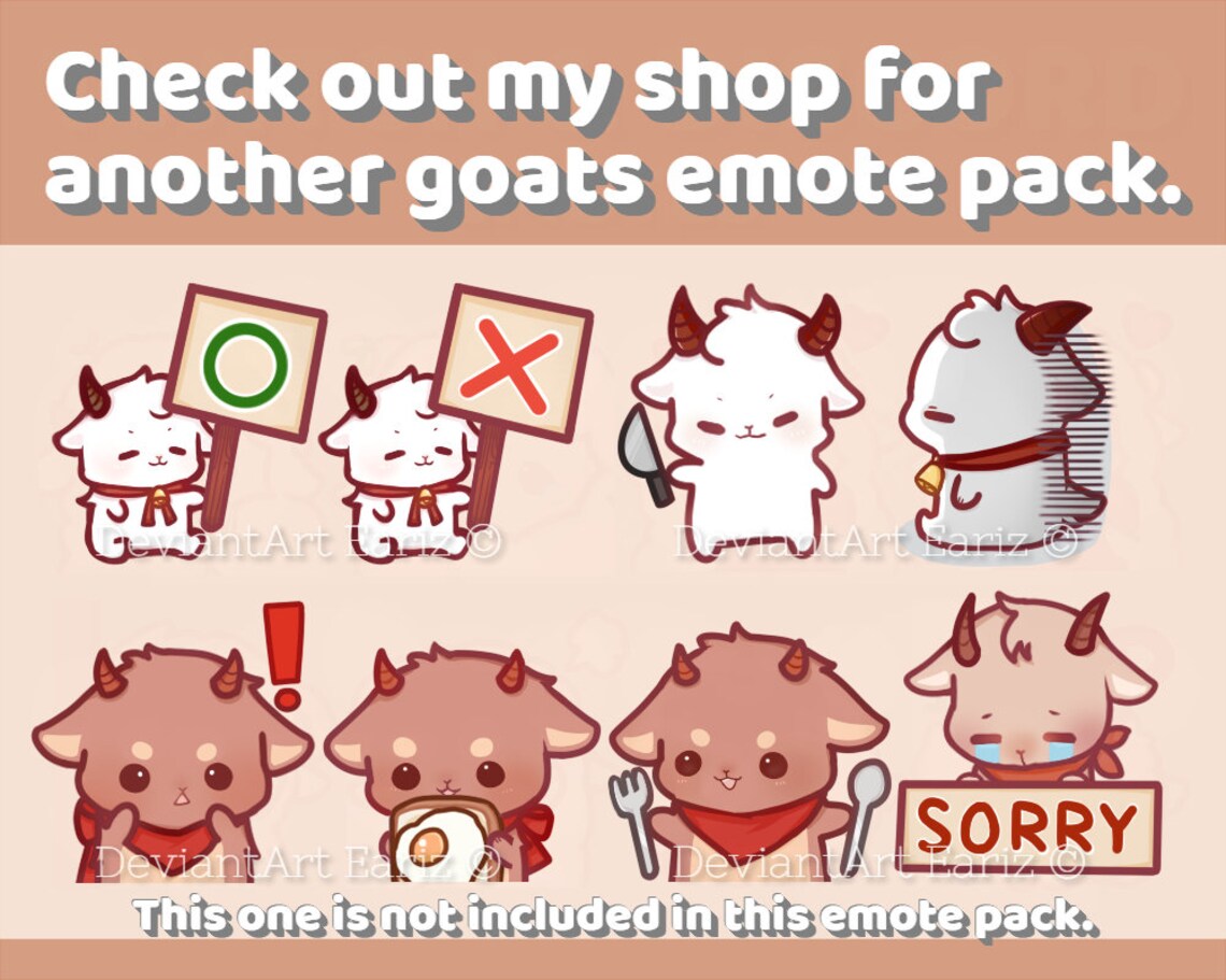 Twitch Discord Emotes Pack 11 Goat Emotes Can also be | Etsy