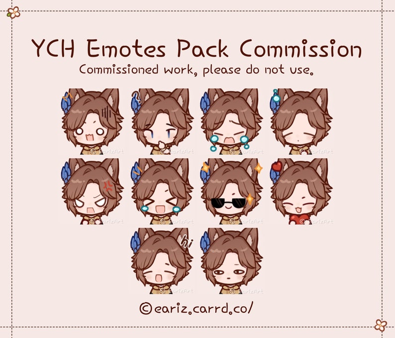 Custom YCH Twitch Emotes Discord Emotes Pack 10 Commission - Etsy