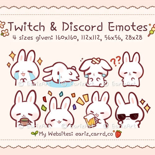 Twitch Discord Emotes Pack 8 Cute White Bunny Emotes Etsy Hong Kong