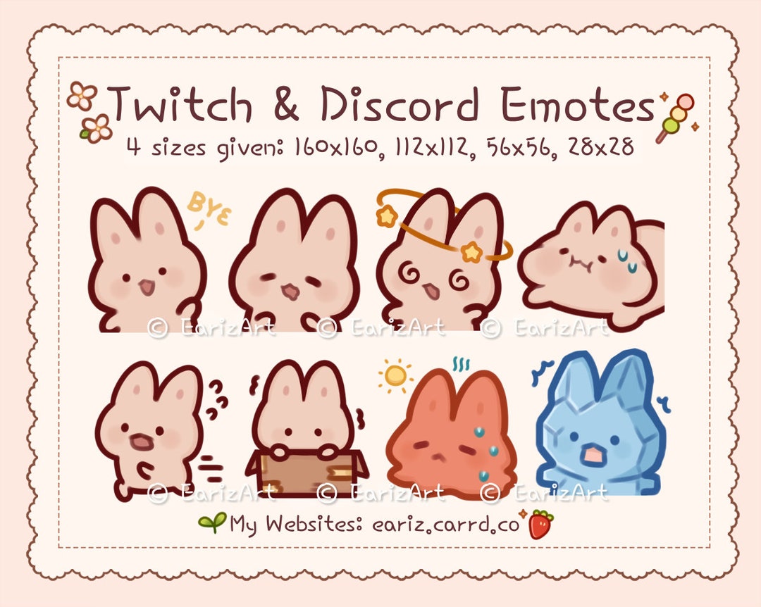 Twitch Emotes | Discord Emotes Pack (8) | Cute Brown Bunny Emotes Style ...
