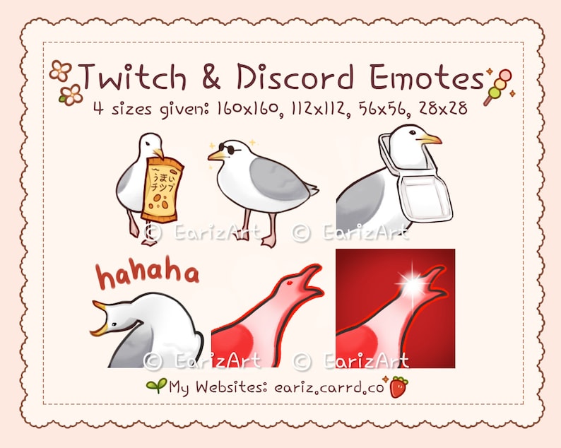 Twitch Emotes Discord Emotes Pack 6 Cute Meme Seagull Bird Emotes - Etsy
